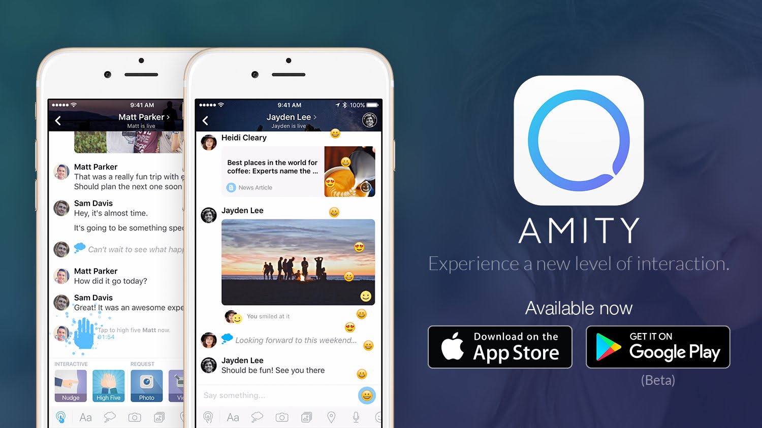 "Amity", la app para ¡¡chocar los cinco de manera virtual!!